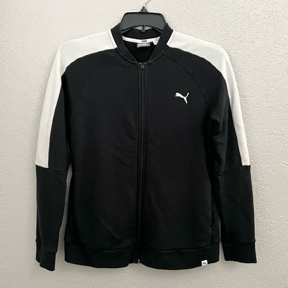 Puma | Jackets & Coats | Puma Women Jacket Black White Logo Front ...